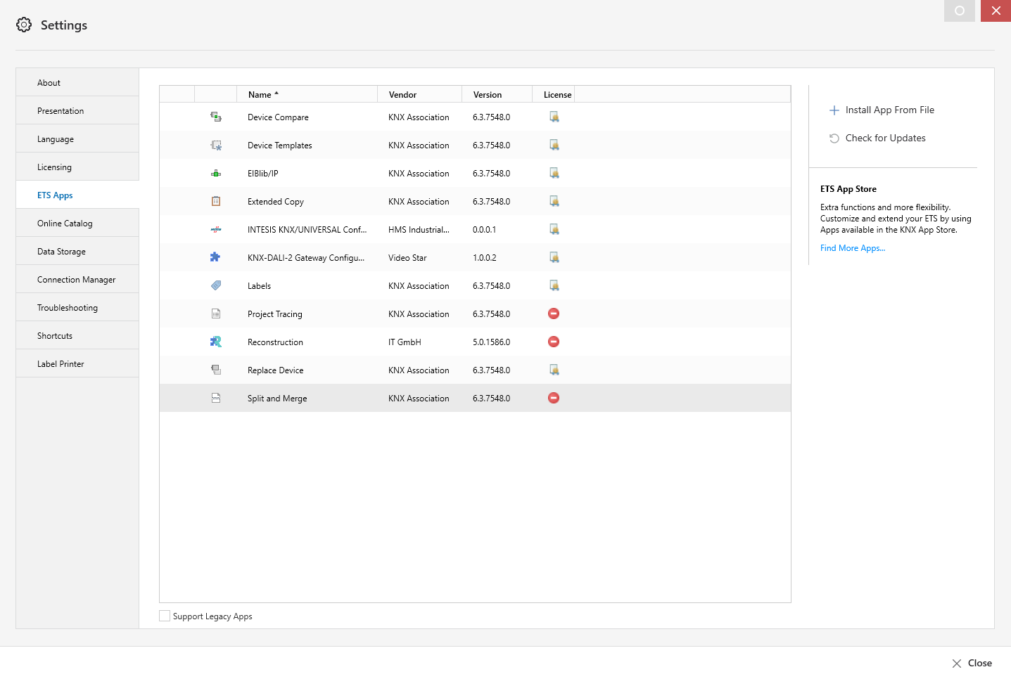 Install ETS6 Apps – KNX Association