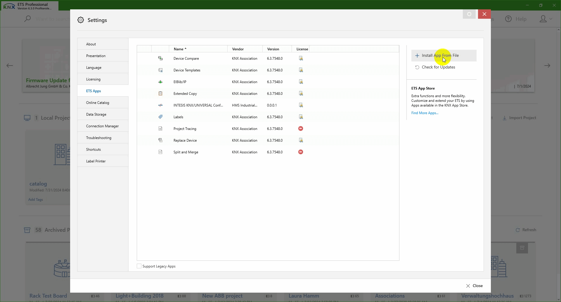 Install ETS6 Apps – KNX Association