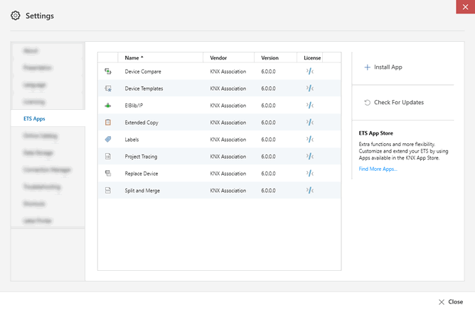 Install ETS6 Apps – KNX Association