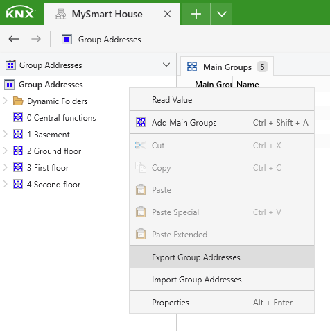 Group Address & Export – KNX Association